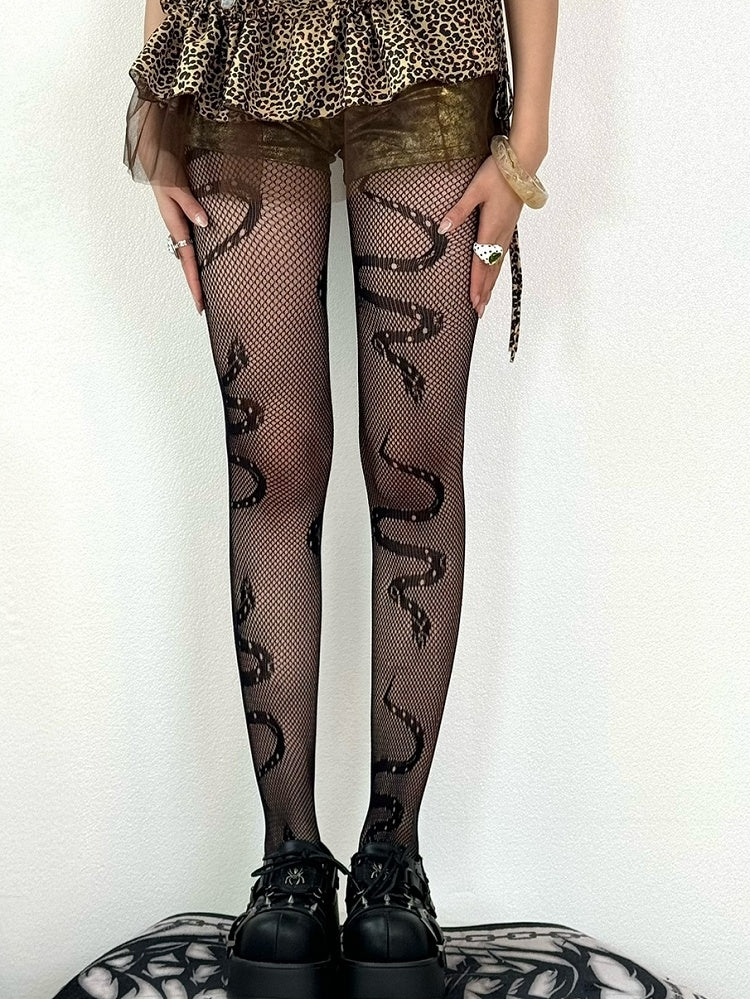 Black Y2K Snake Pattern Tights – LilyVow