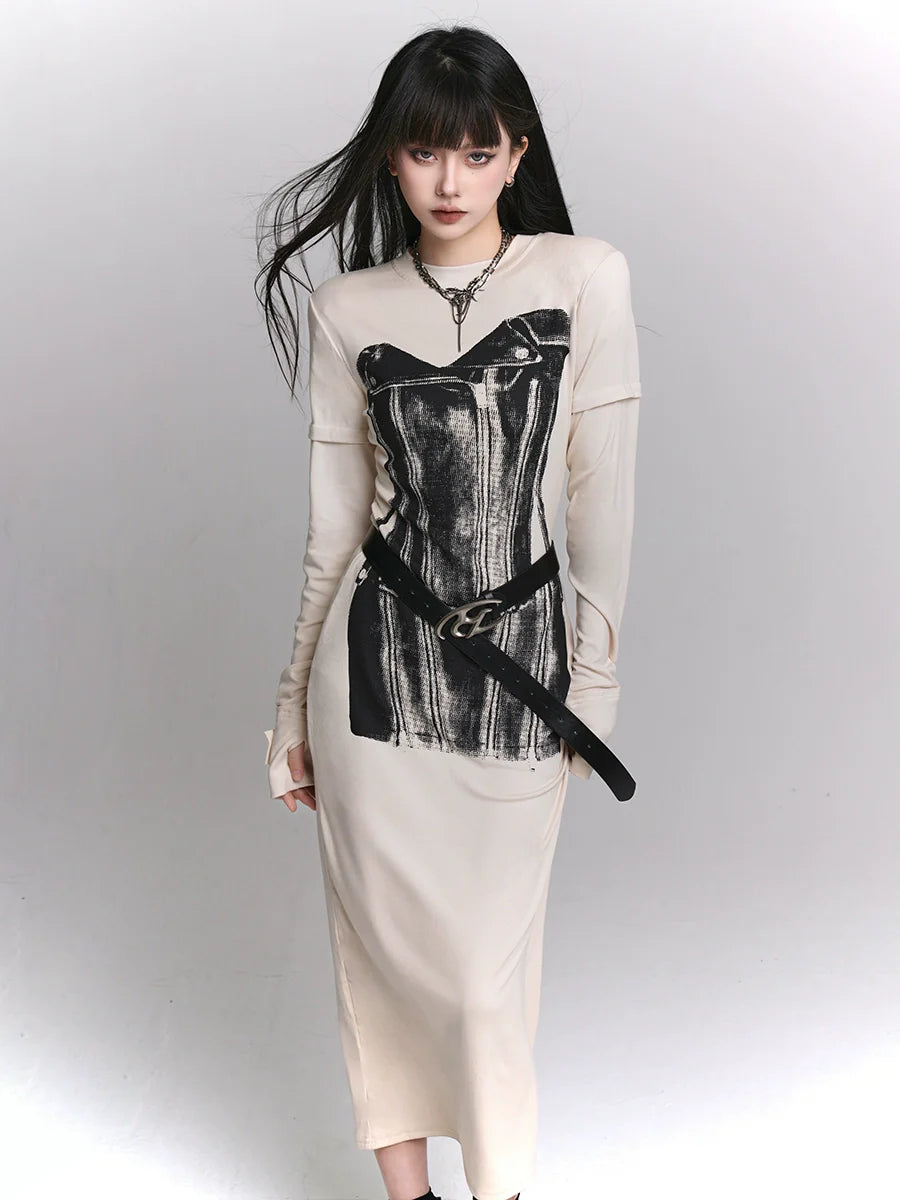 Off-White Dark Design Dress – LilyVow
