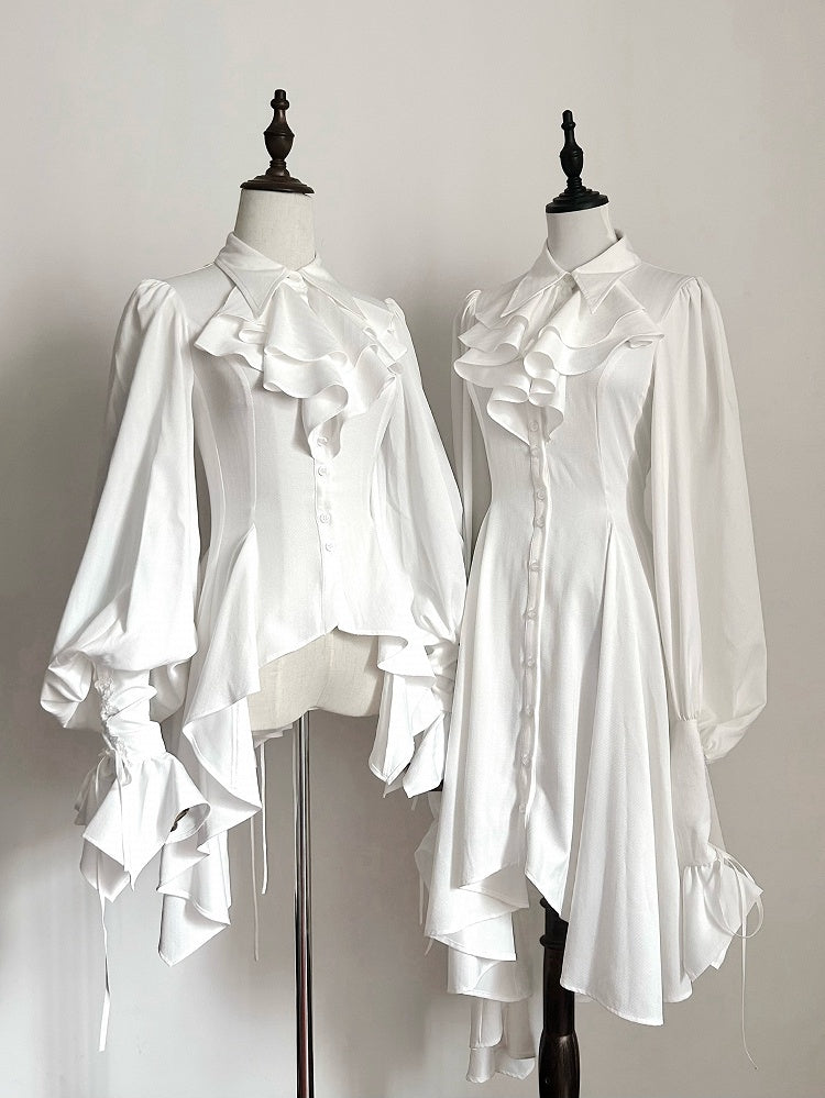 Extended Version White Ouji Lolita Jabot Foldover Collar Cascading Long ...
