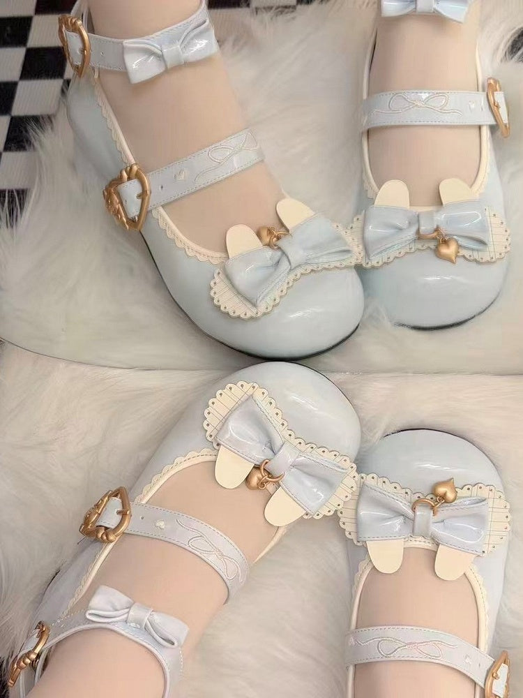 Bunny Themed Light Blue Sweet Lolita Mary Janes - Heart Snap Design ...