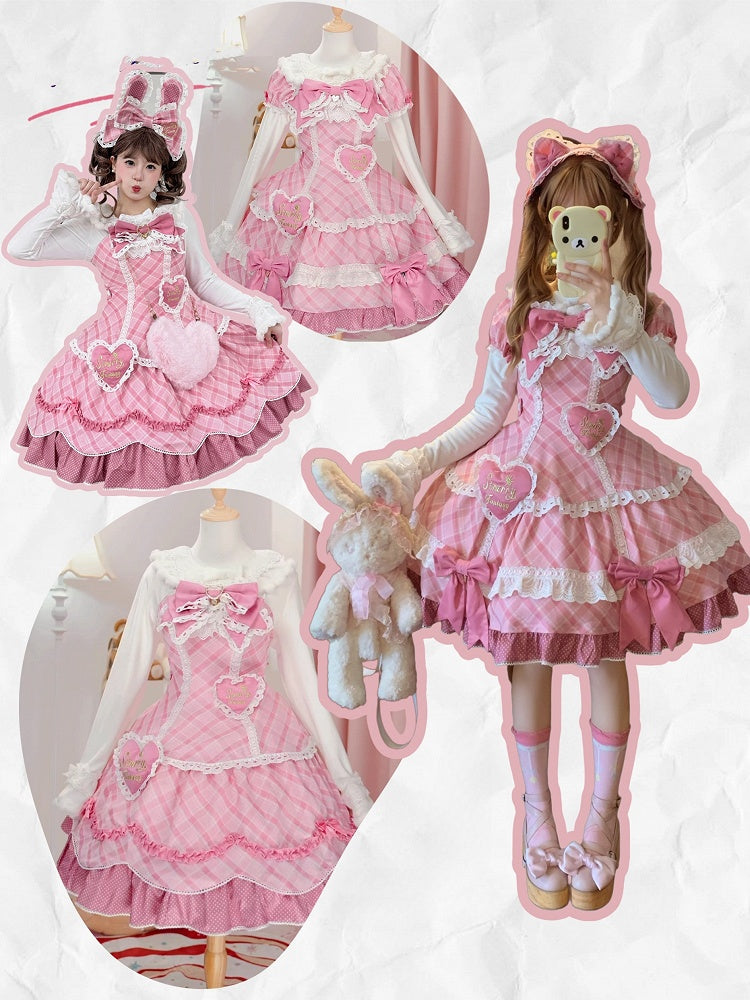 White Long-Sleeve Lolita Top with Plush Cuffs and Bow Details – LilyVow