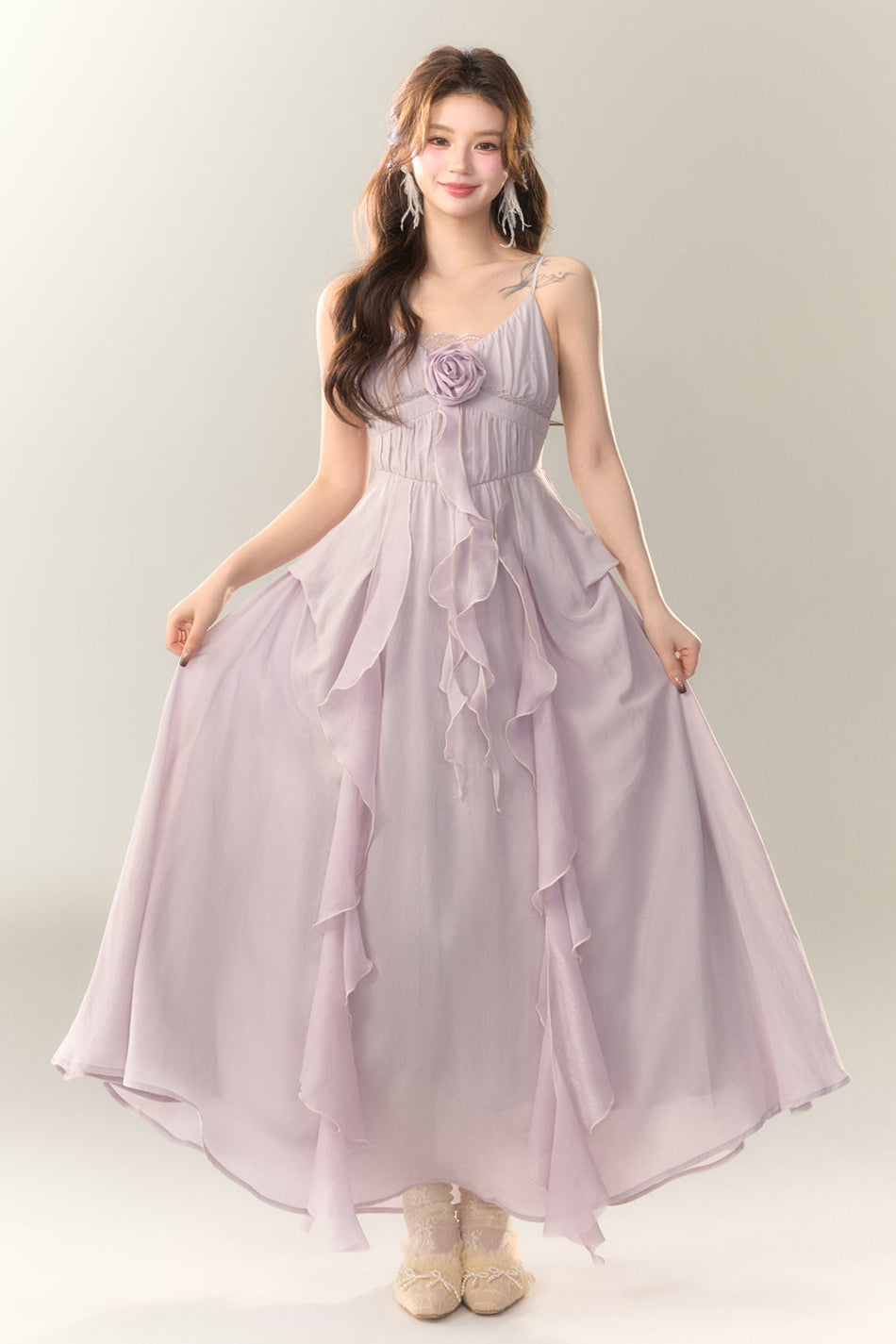 Manta Rose Heavy Work Ruffle Dress – LilyVow