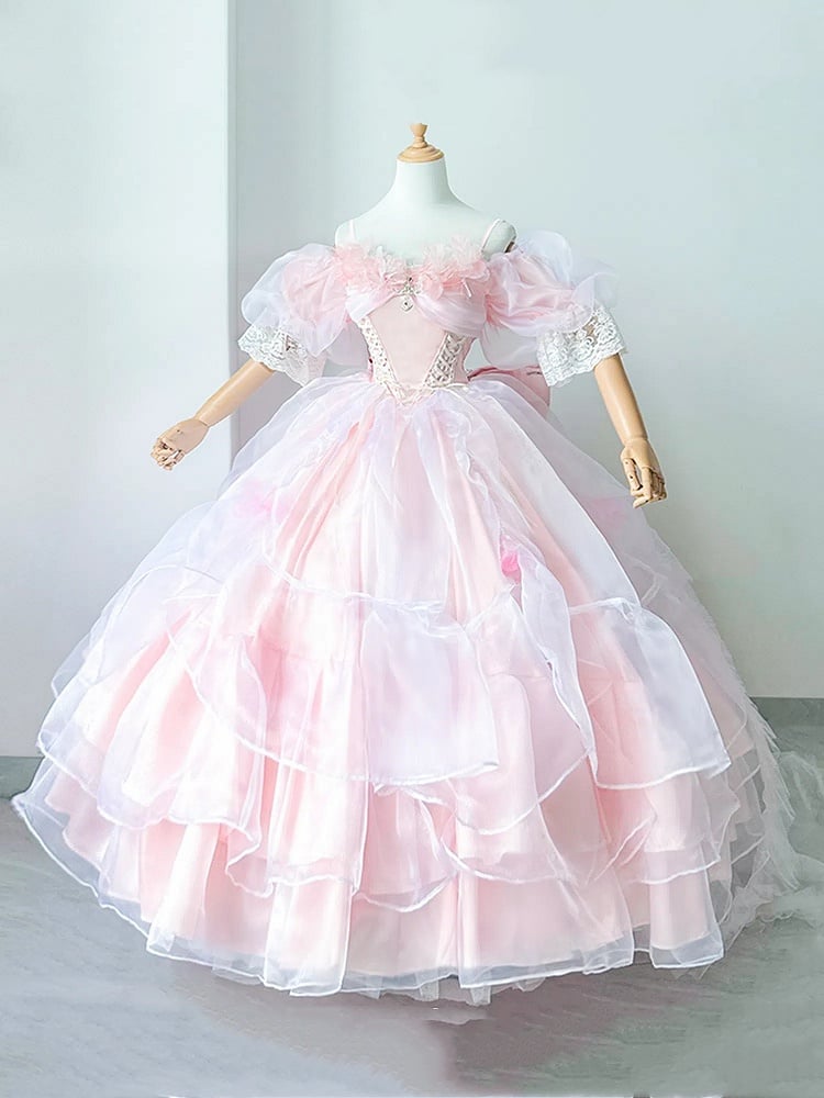 Plus Sizes Available Pink Lace-up Basque Waist Gorgeous Hanayome Hime ...