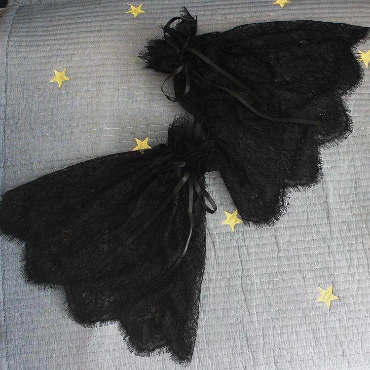 Gothic Lolita Black Lace Wrist Cuffs – LilyVow